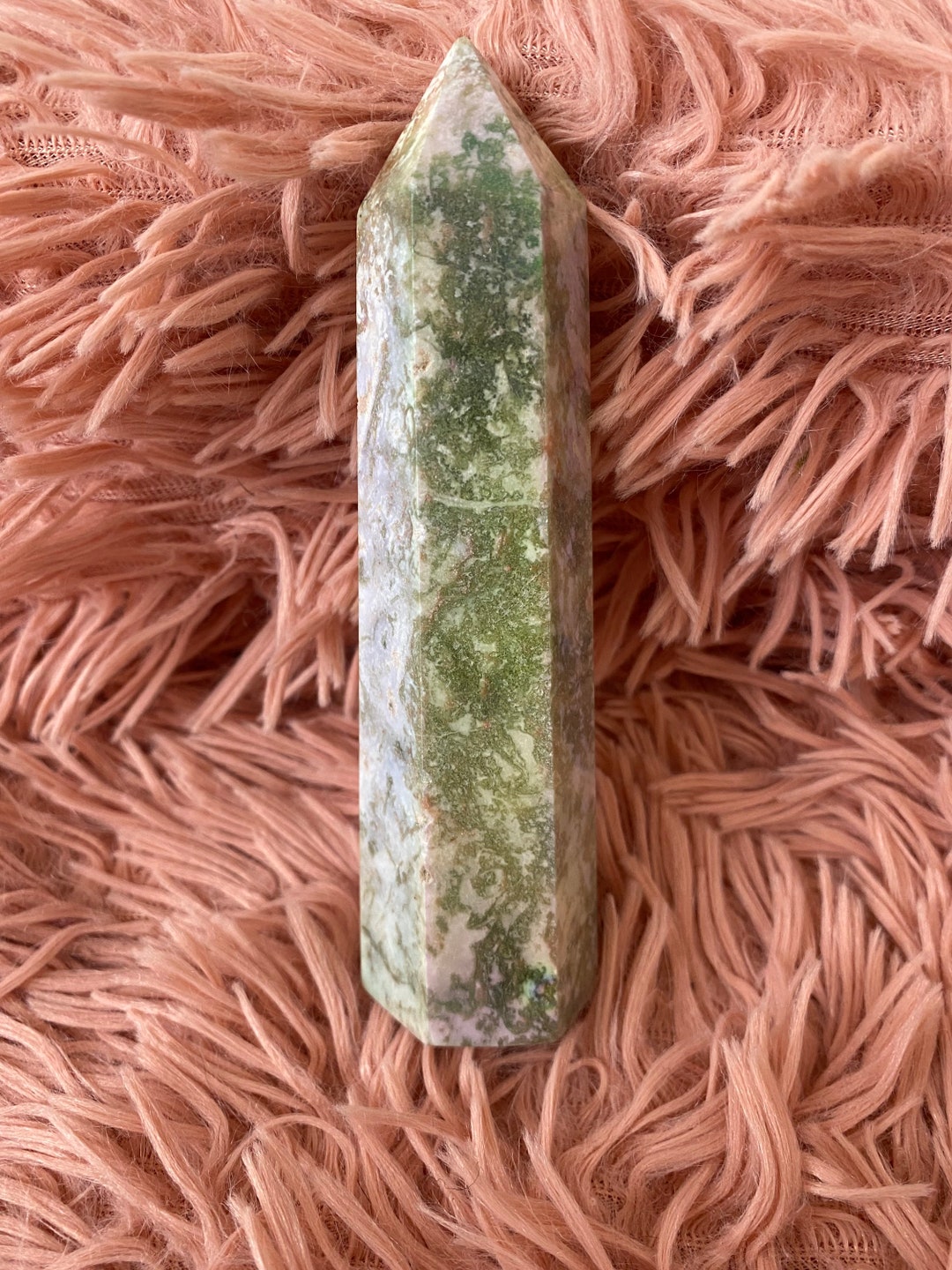 Angel Aura Moss Agate Tower - Etsy