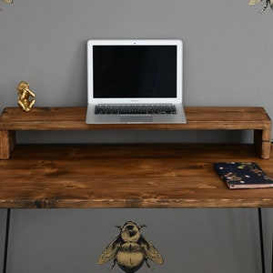 Westerton Rustic Hand Built Monitor Shelf Stand Reclaimed Riser Desk ...