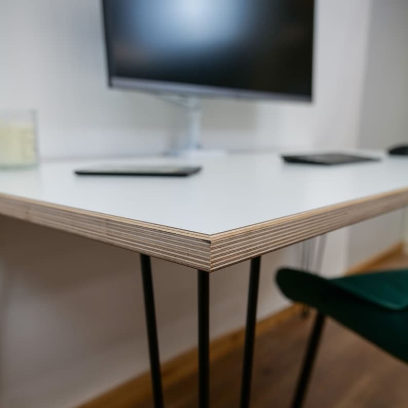 Minimalist Scandinavian Birch Plywood Desk With Hairpin Legs - Etsy UK