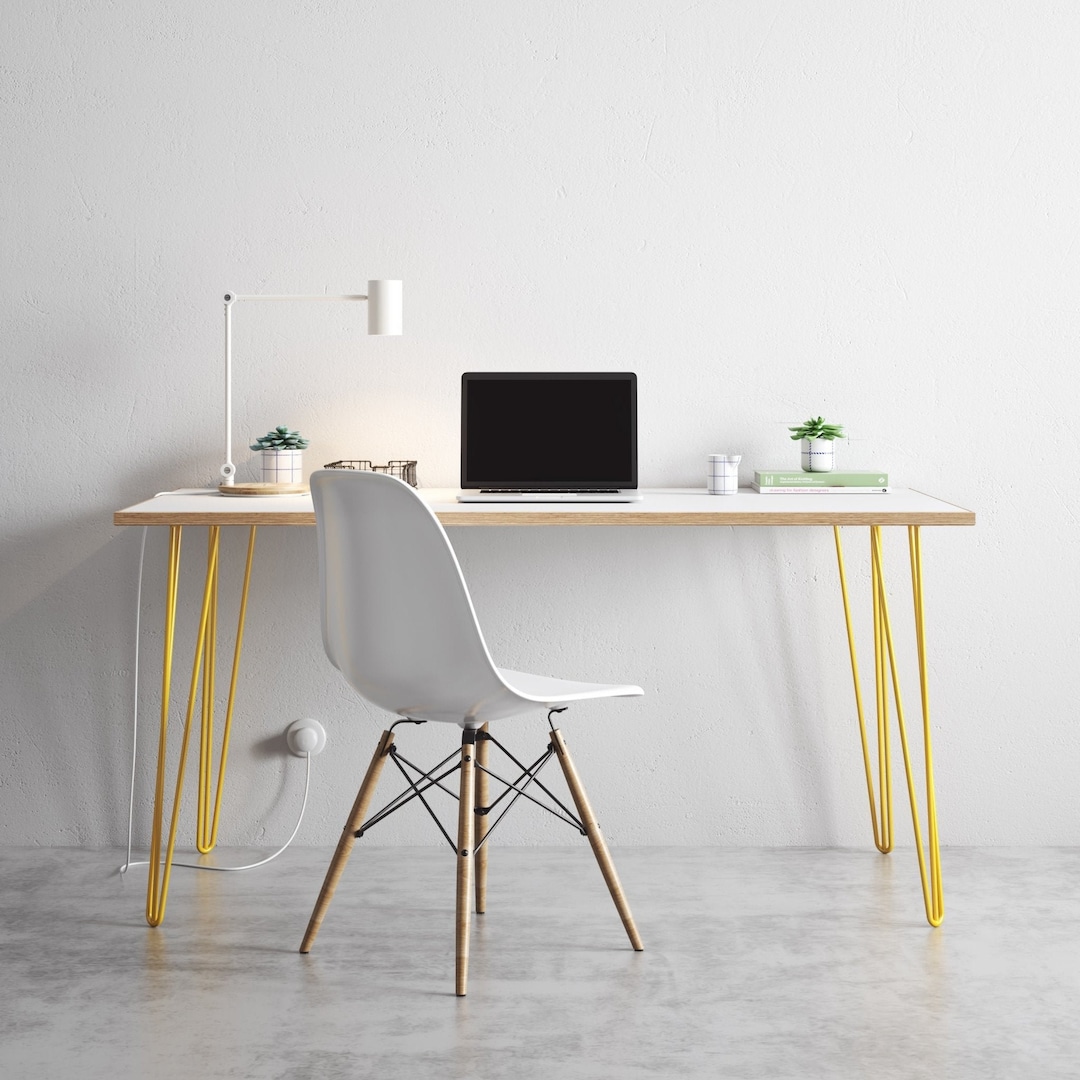 Minimalist Scandinavian Birch Plywood Desk With Hairpin Legs ...