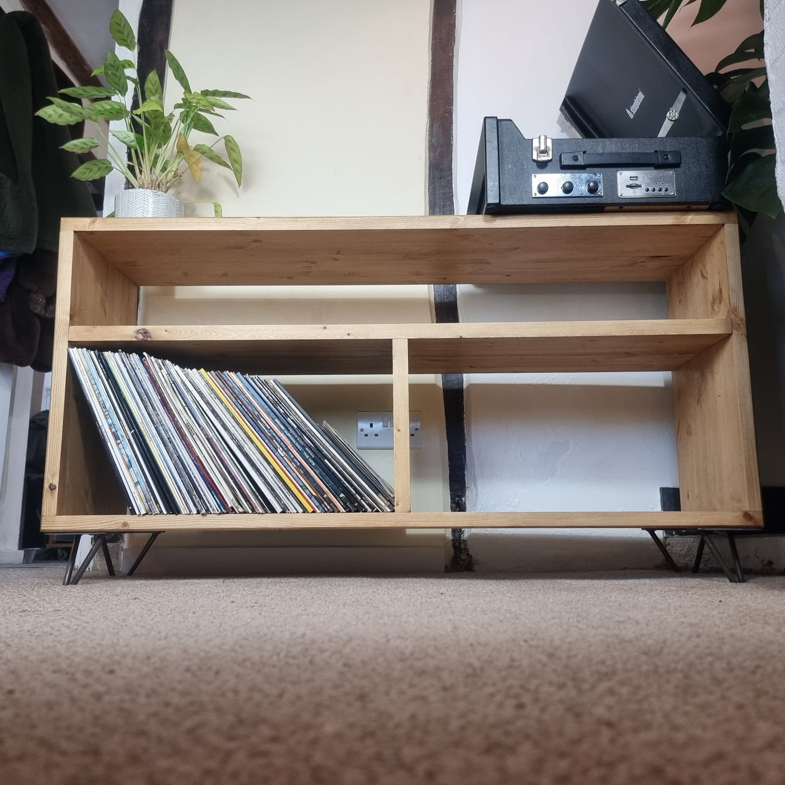 Rustic Record Unit - Record Storage - Record Player Entertainment Unit ...