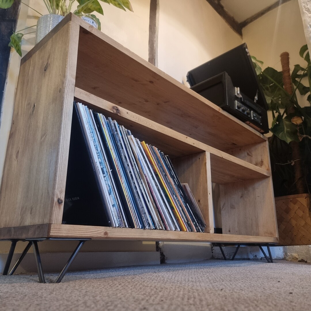 Rustic Record Unit - Record Storage - Record Player Entertainment Unit ...