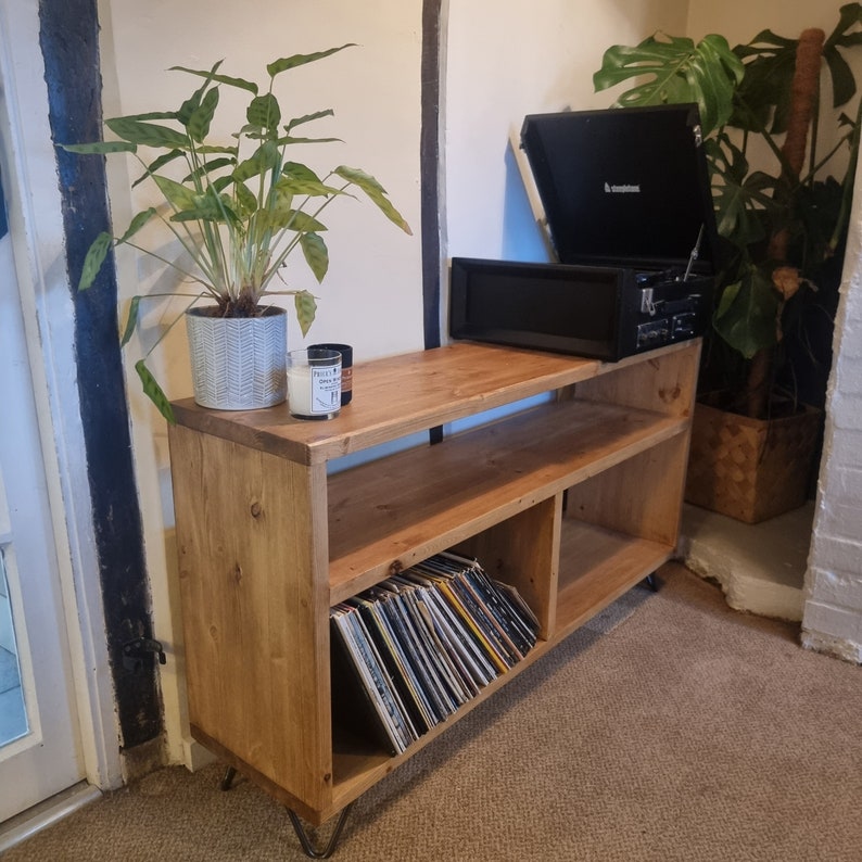 Rustic Record Unit - Record Storage - Record Player Entertainment Unit ...
