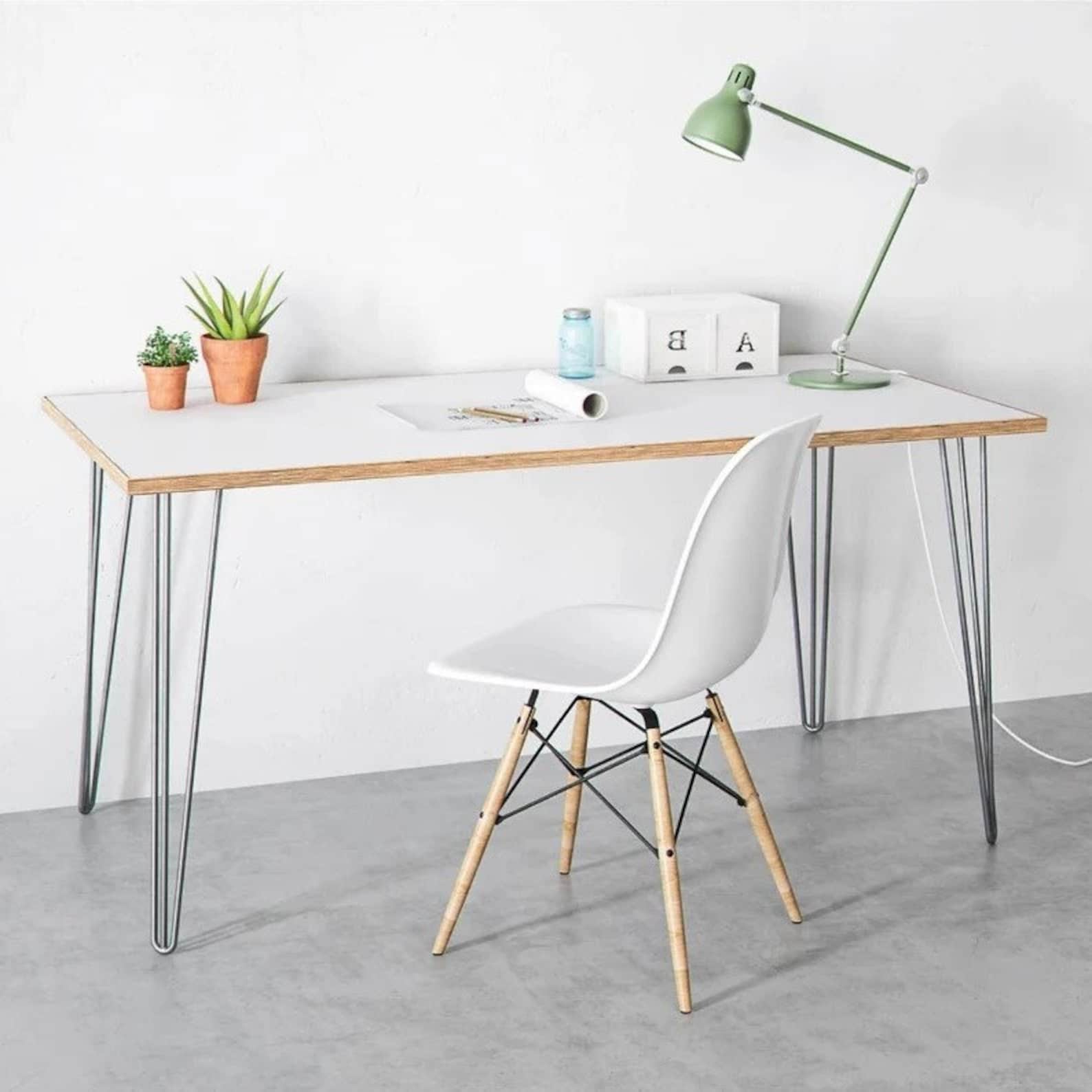 Minimalist Scandinavian Birch Plywood Desk With Hairpin Legs - Etsy UK