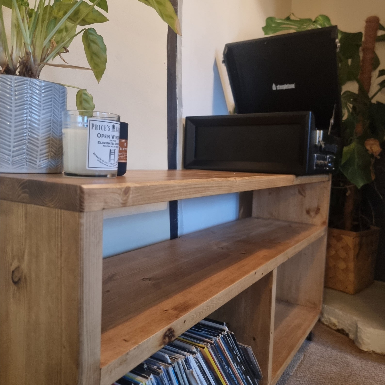 Rustic Record Unit - Record Storage - Record Player Entertainment Unit ...