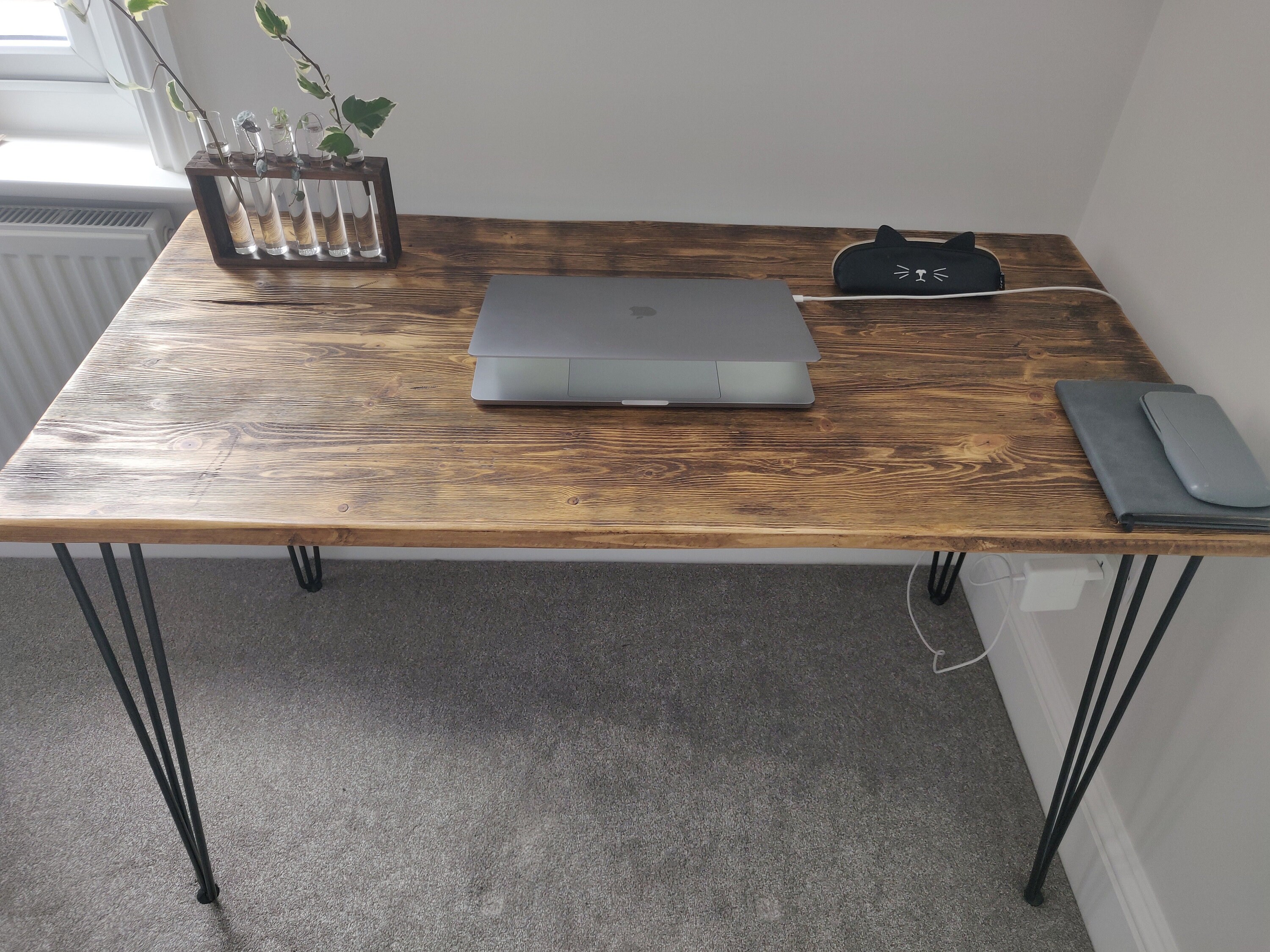 Westerton Wooden Desk and Monitor Stand Rustic Reclaimed - Etsy UK