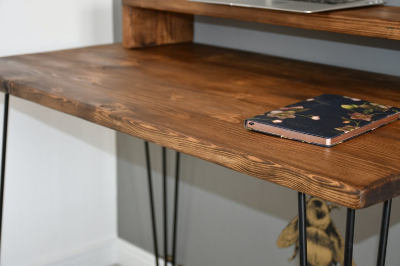 Westerton Wooden Desk and Monitor Stand Rustic Reclaimed | Etsy