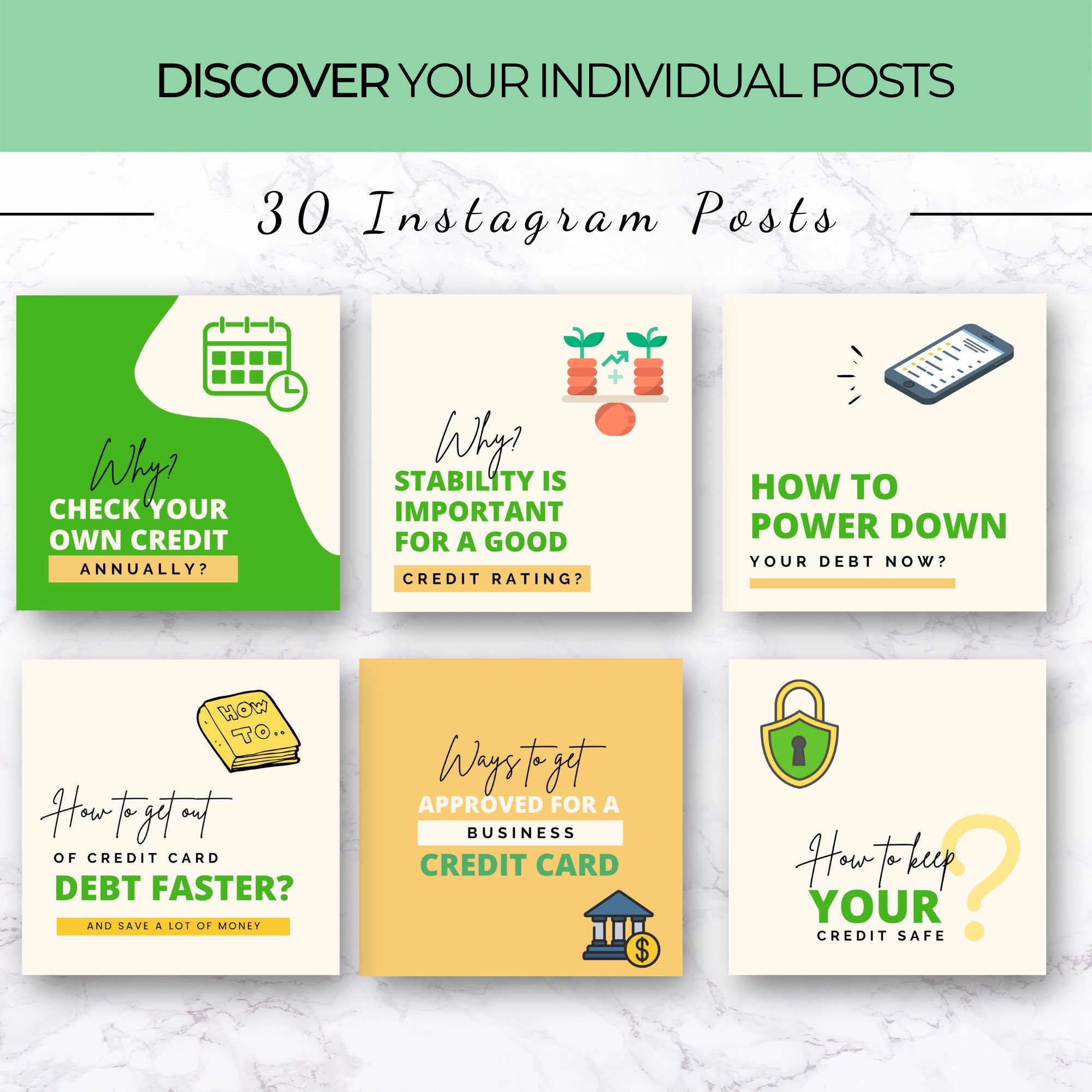 30 Instagram Infographic Posts for Two Months Credit Repair | Etsy