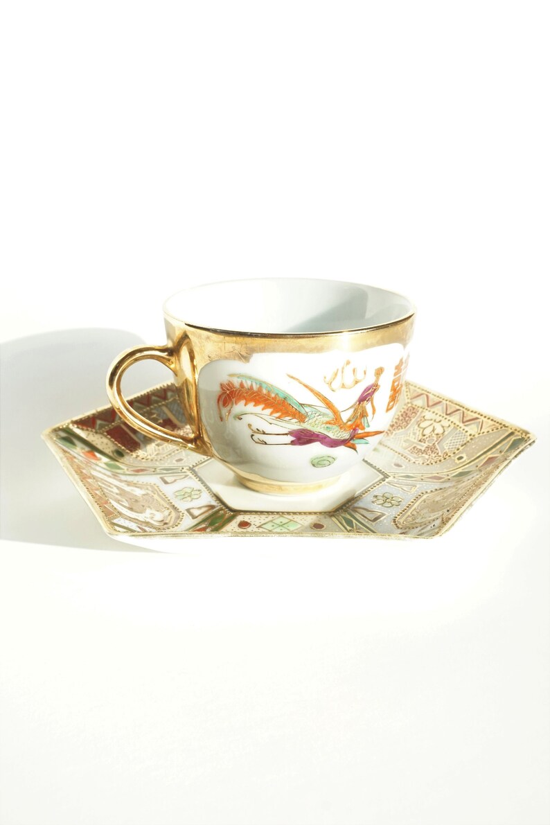 Vintage Golden Dragon Cup and Saucer - Etsy