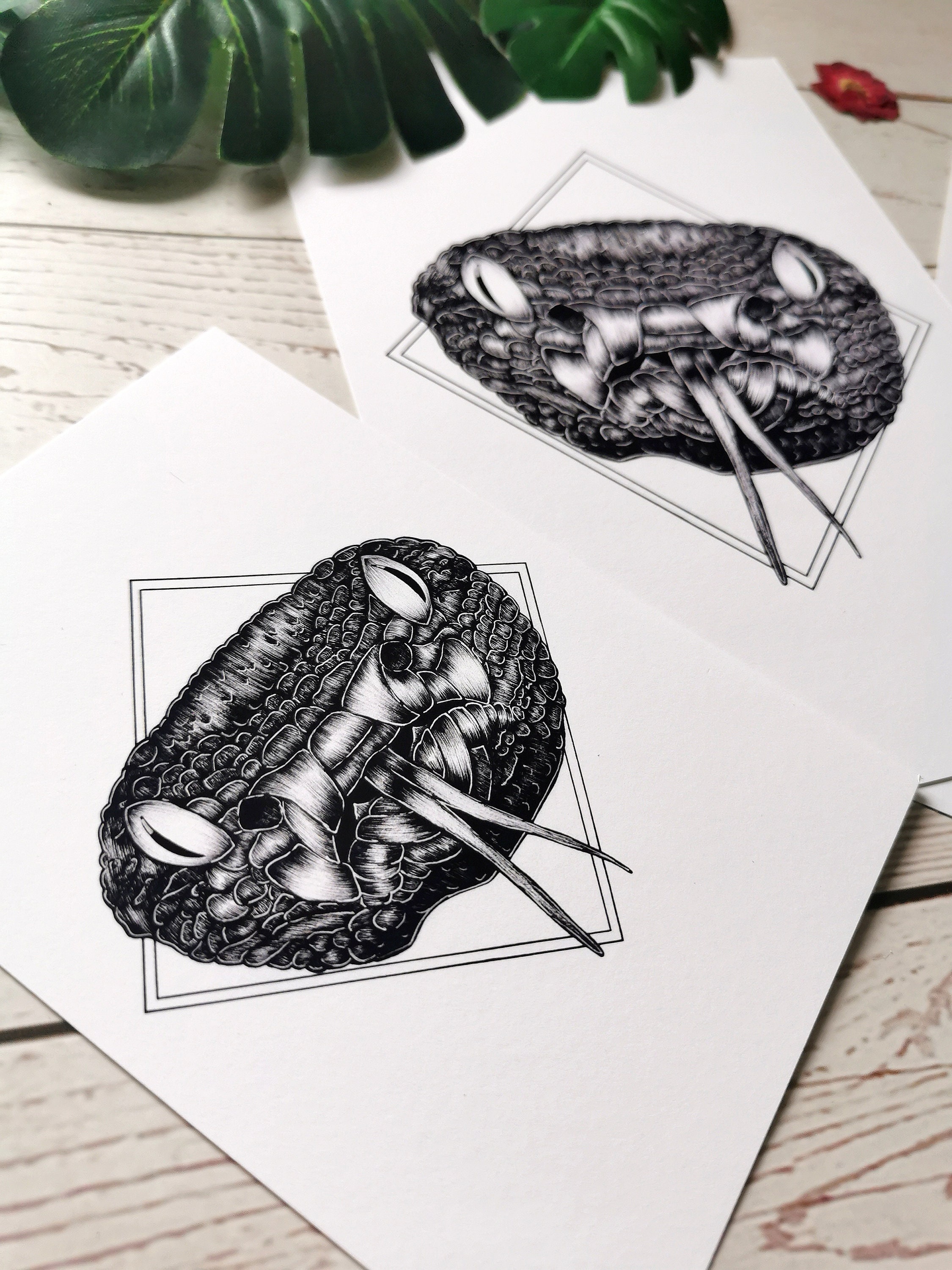 Snake Art Print Steampunk Pen Drawing Reptile Home Decor - Etsy UK