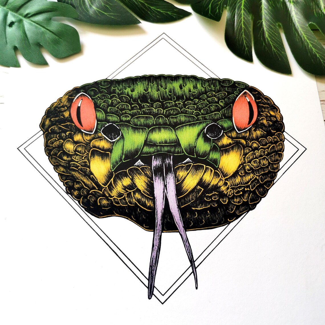 Snake Art Print, Steampunk Pen Drawing, Reptile Home Decor, Snake ...