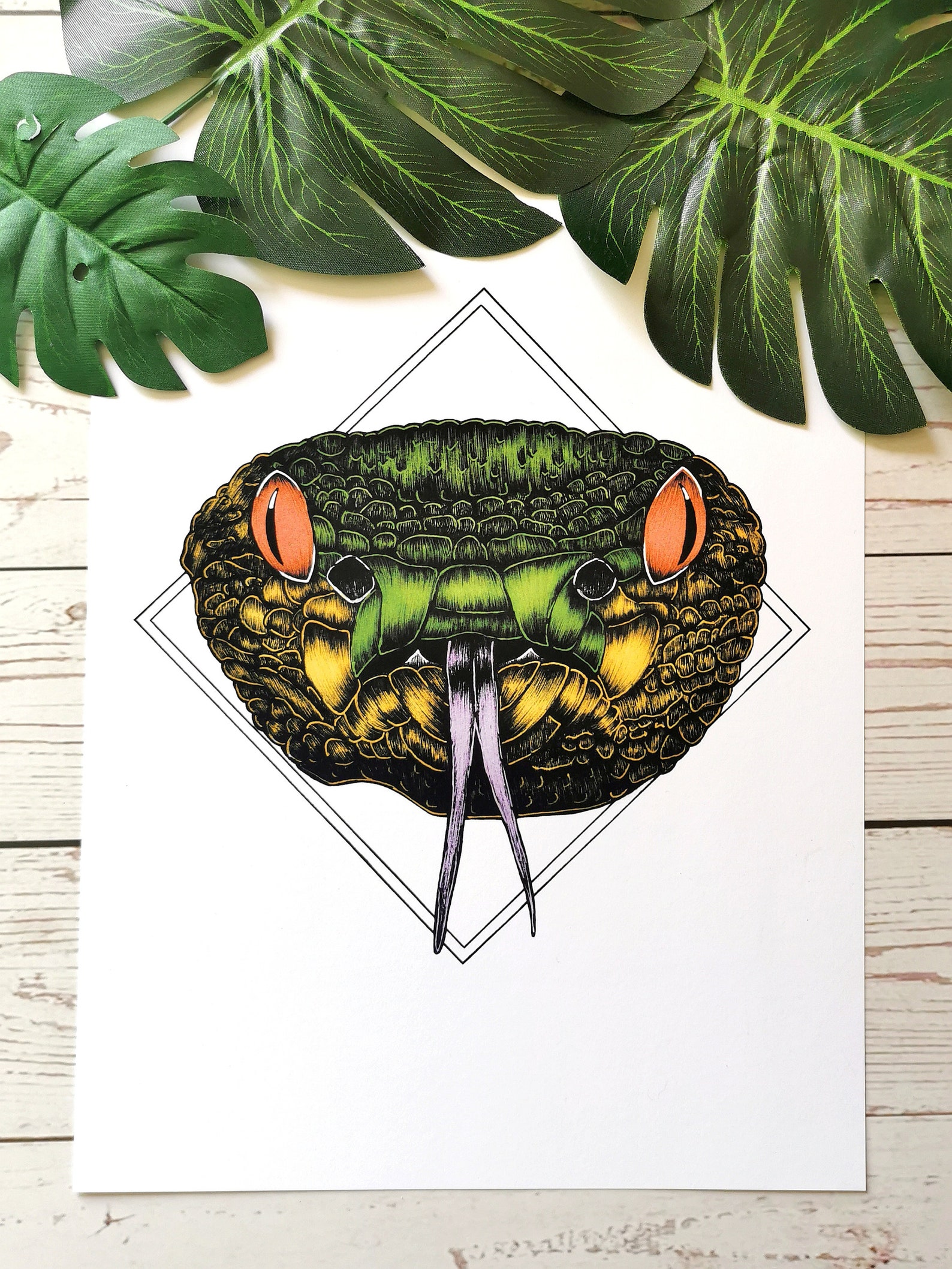 Snake Art Print, Steampunk Pen Drawing, Reptile Home Decor, Snake ...