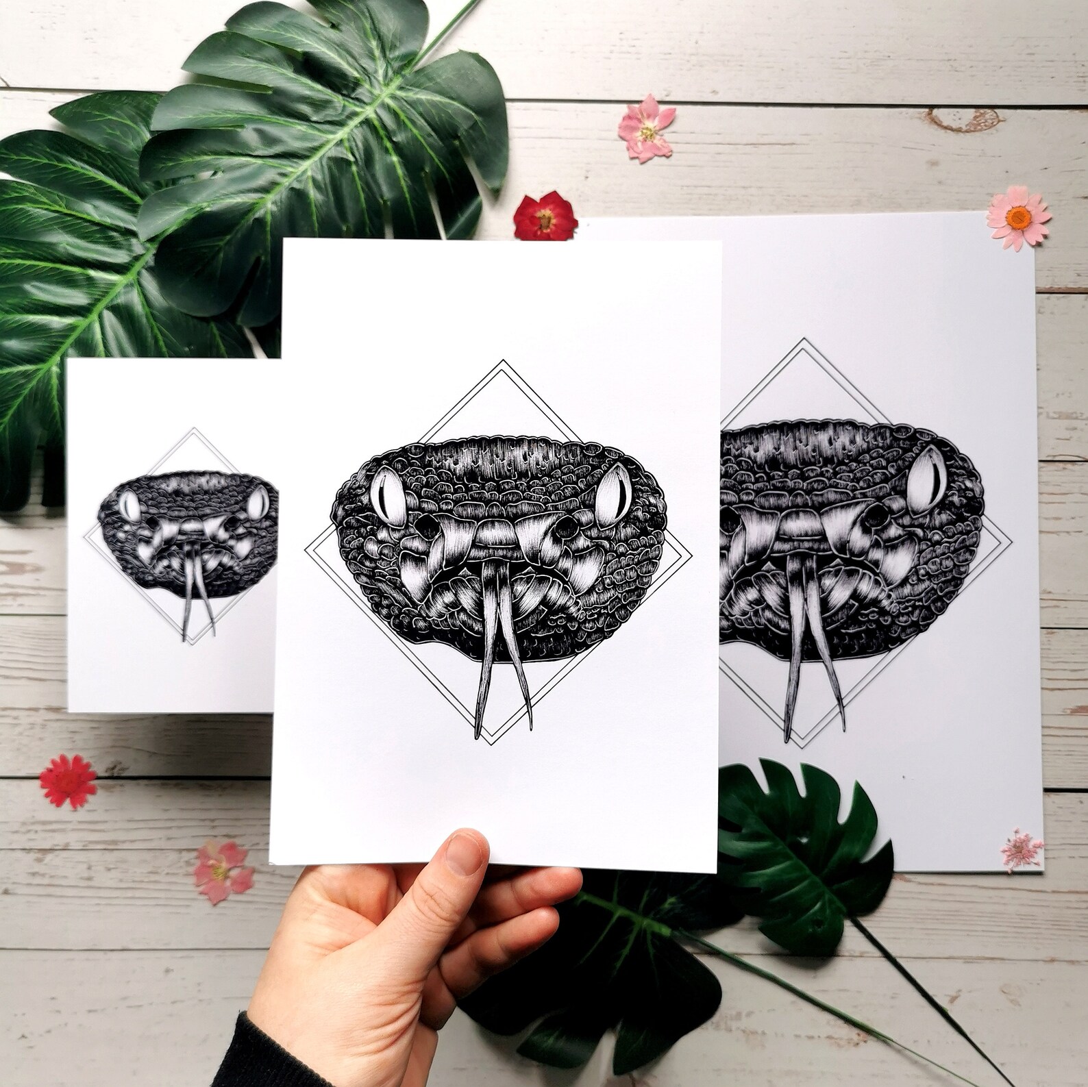 Snake Art Print Steampunk Pen Drawing Reptile Home Decor - Etsy UK