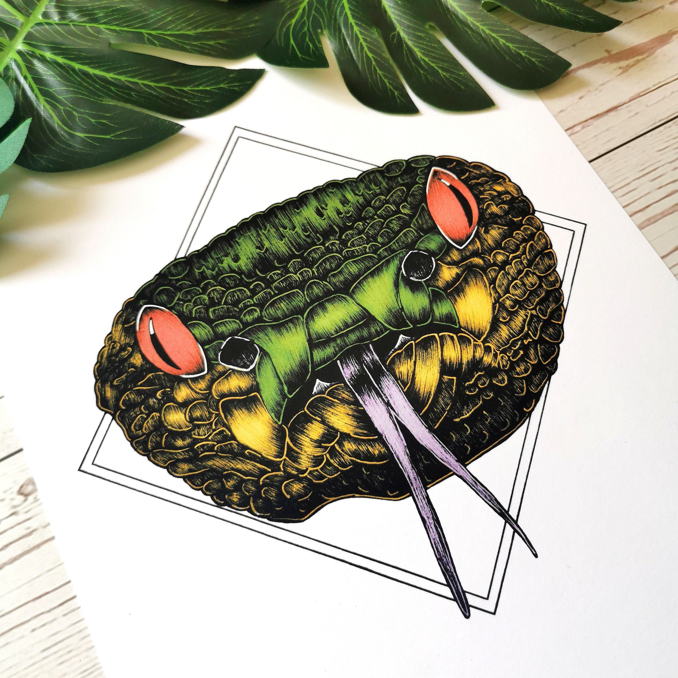Snake Art Print, Steampunk Pen Drawing, Reptile Home Decor, Snake ...