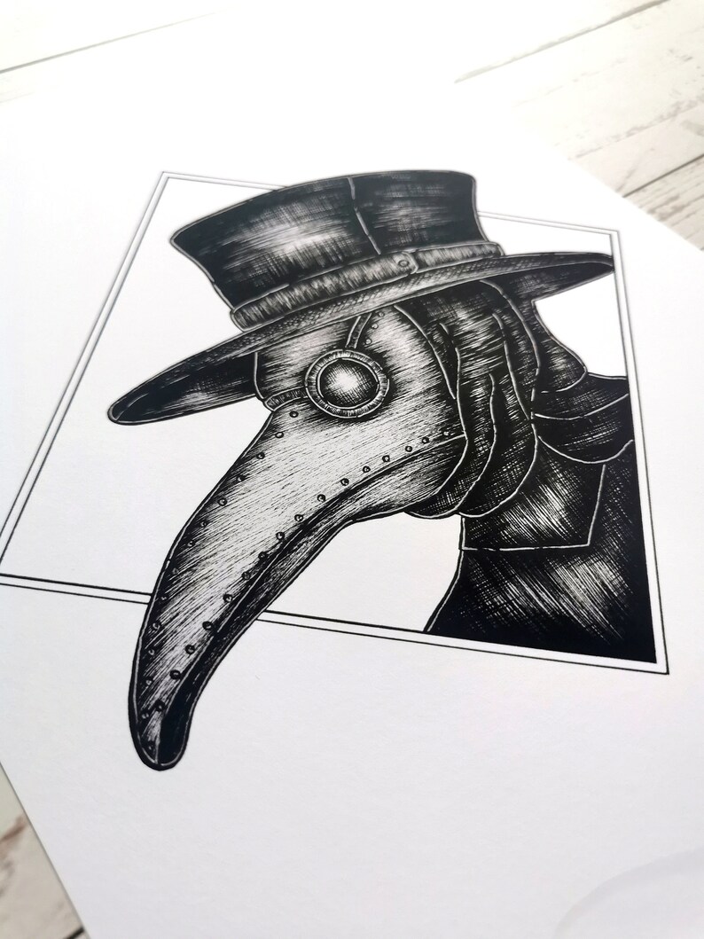Plague Doctor Art Print, Macabre Art Print, Horror Wall Art, Dark Home ...