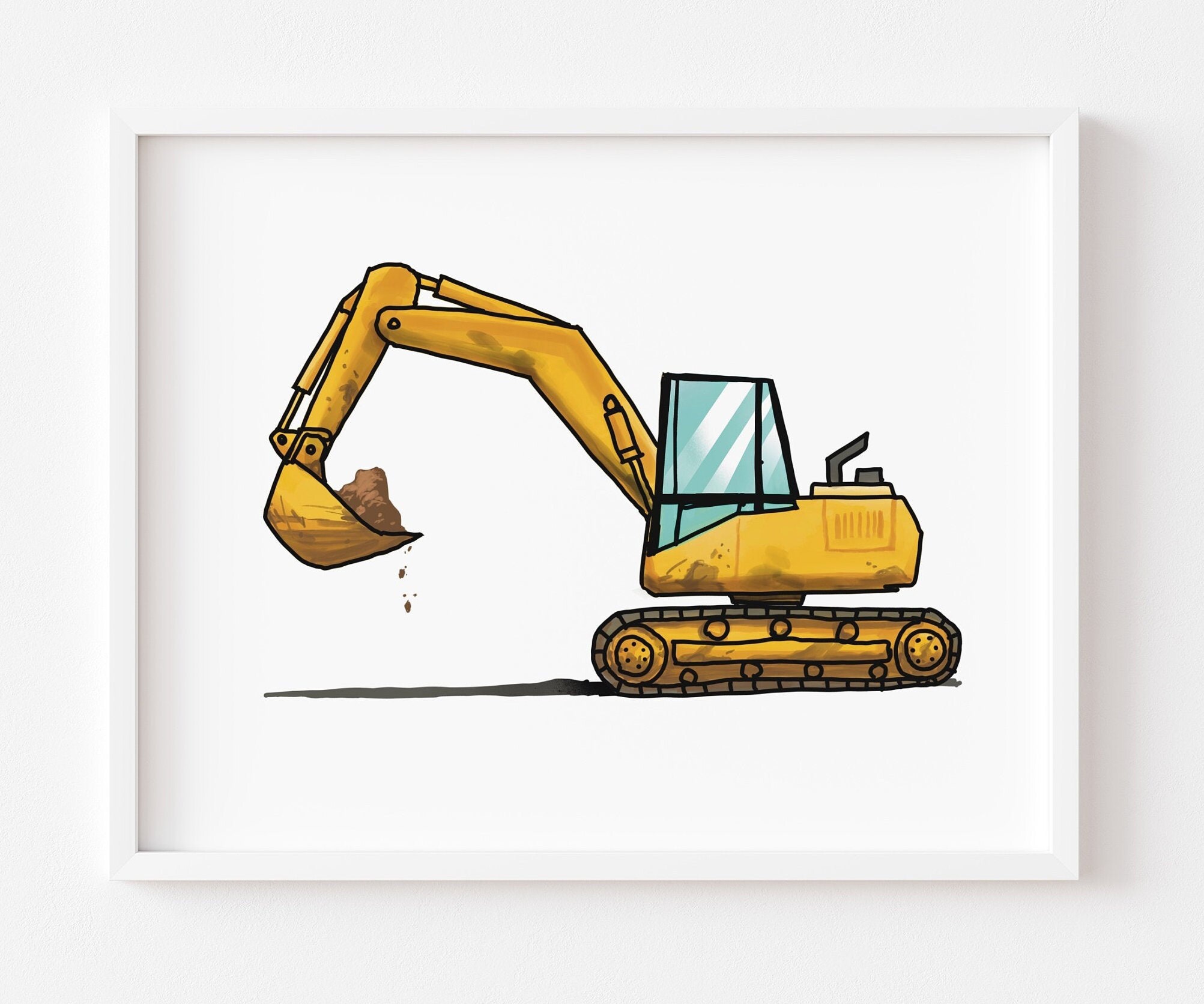 Excavator Wall Art, Toddler Room Wall Art, Digger, Boys Nursery Print ...