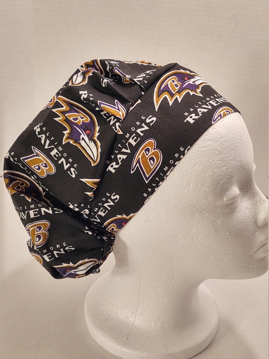 Baltimore Ravens Adjustable Bouffant Scrub Cap, With or Without Buttons ...