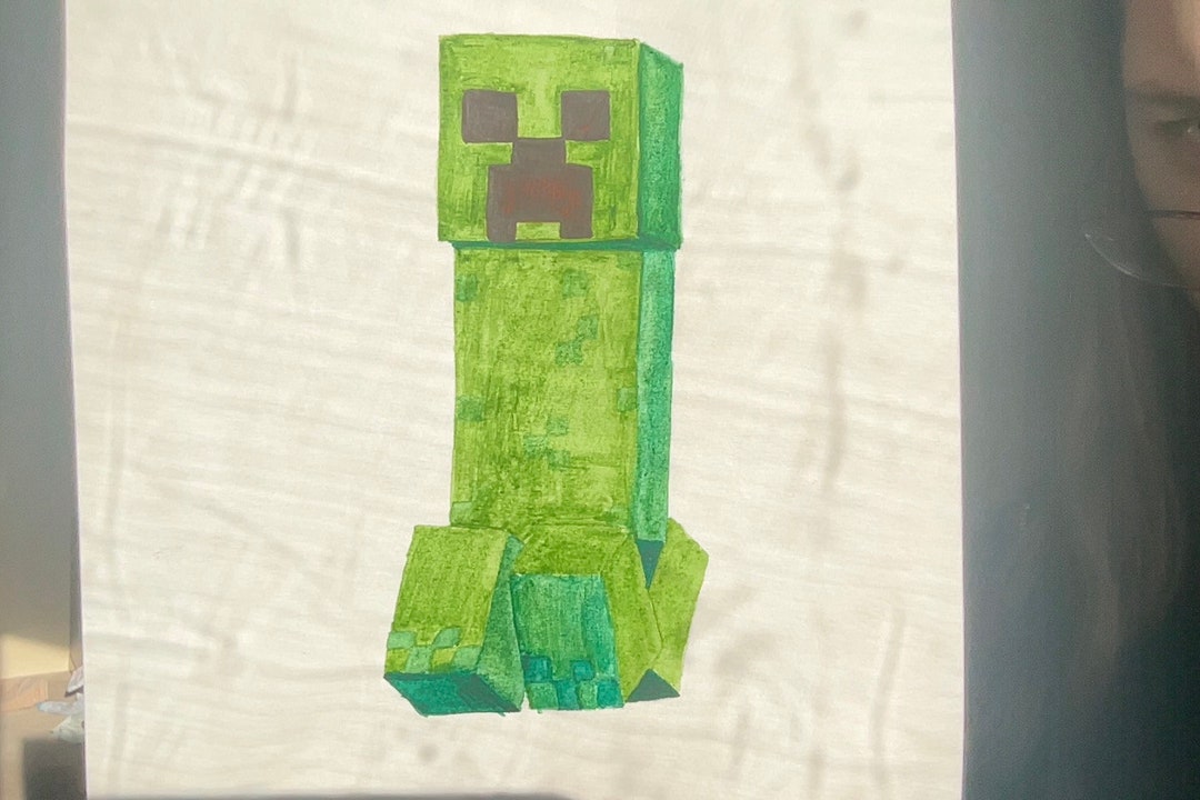 Minecraft Creeper Watercolor Painting - Etsy