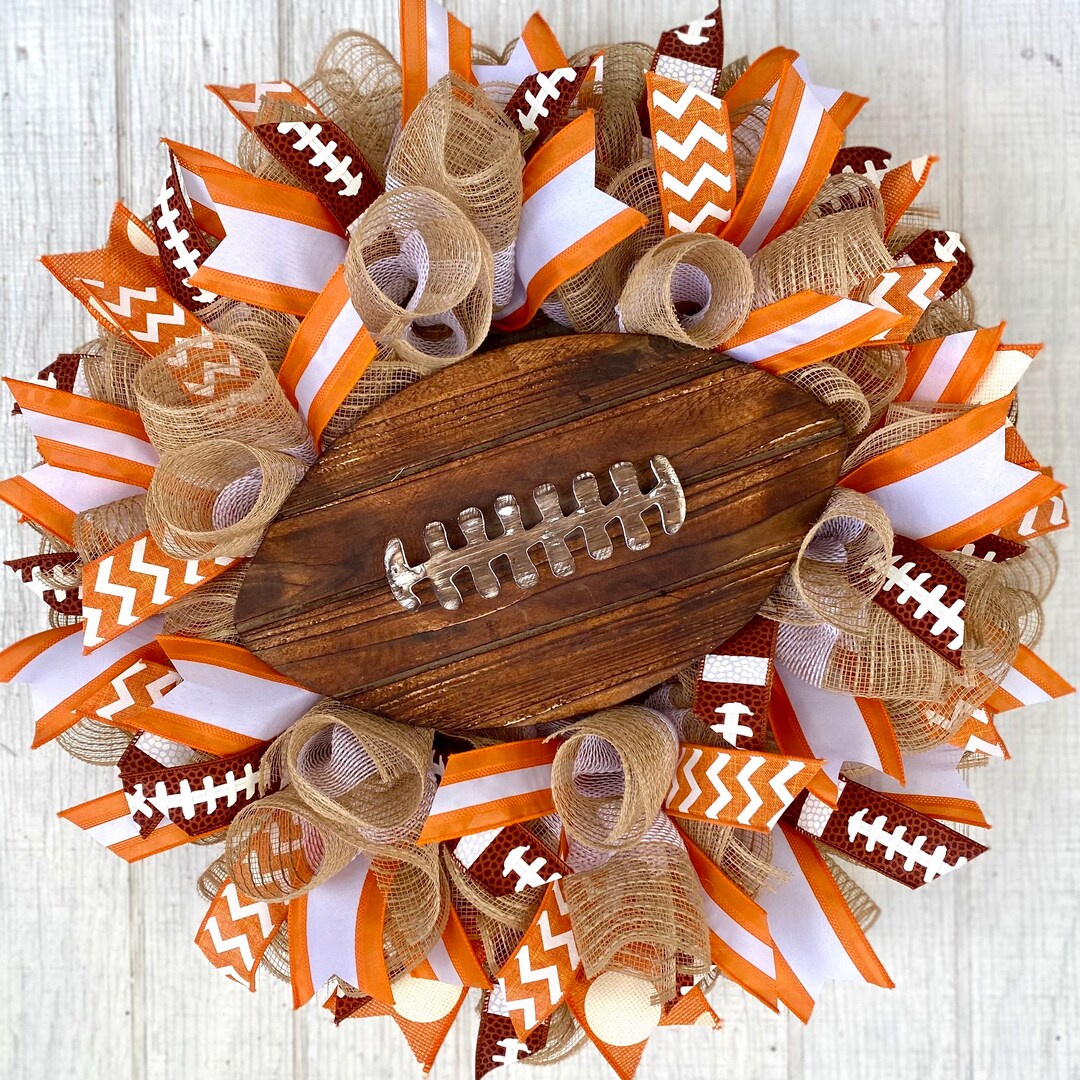 Custom Football Wreath Custom Colors & Signs Orange and - Etsy