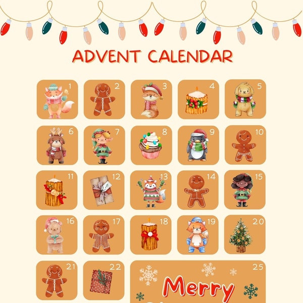 Advent Calendar Digital Download - Etsy