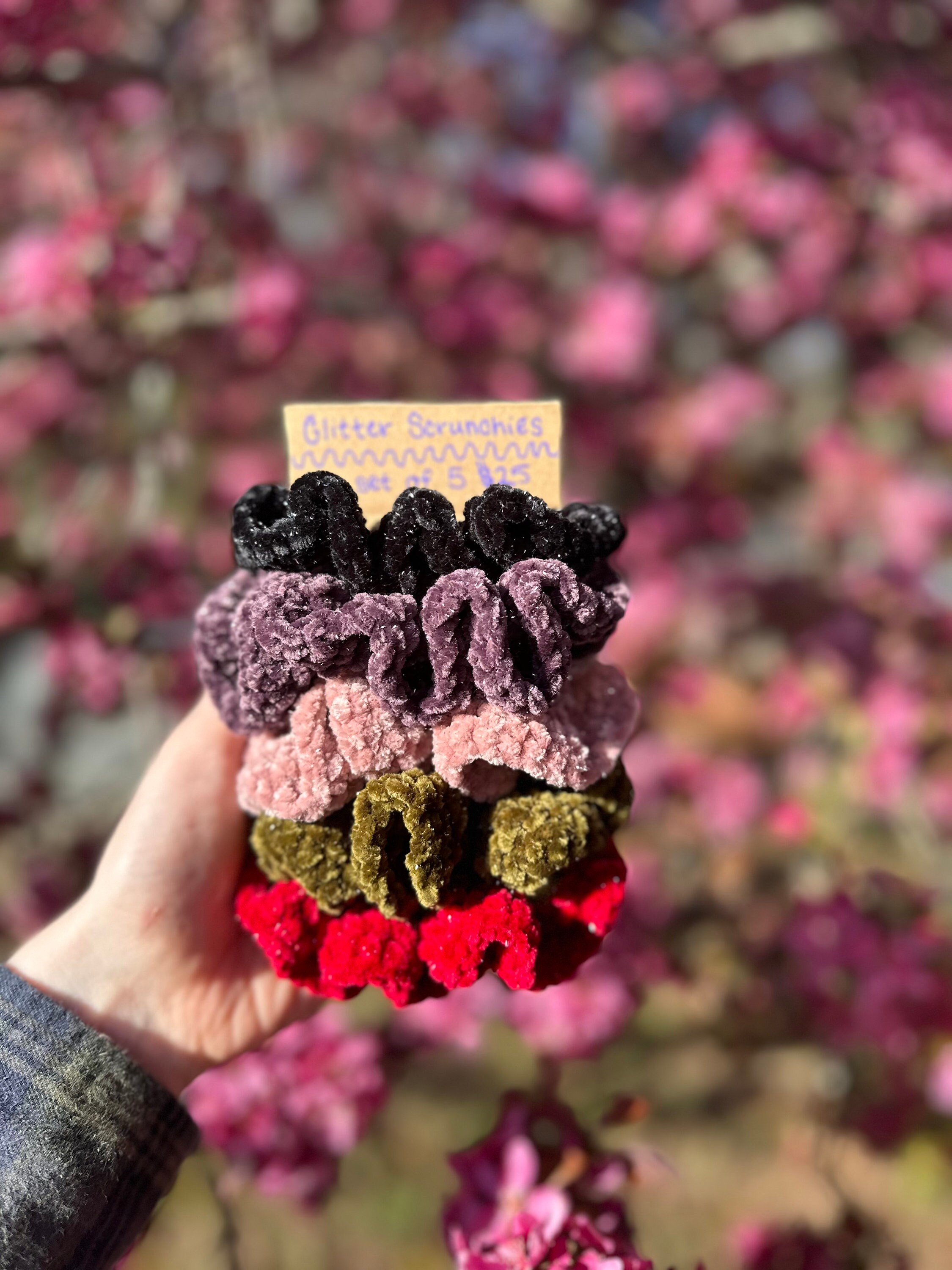 Crochet Scrunchies Large Sets: Rainbow Scrunchie Set and Glitter ...