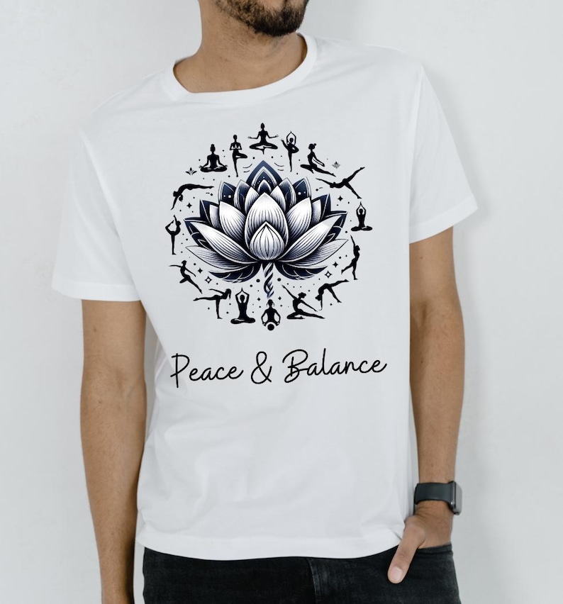 Peace and Balance Lotus Icon T-shirt Design Digital Download | Yoga ...