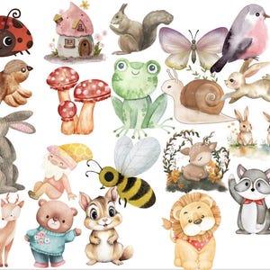 20 PNG Bundle Watercolor Woodland Animals Clipart – Cute Forest ...