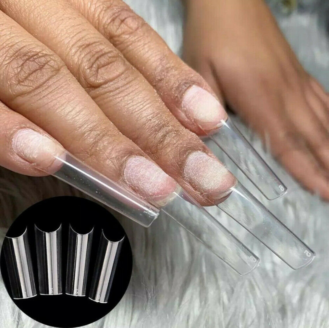 550pcs Extra Long C Curve Straight Square Nail Tips Half Cover - Etsy ...