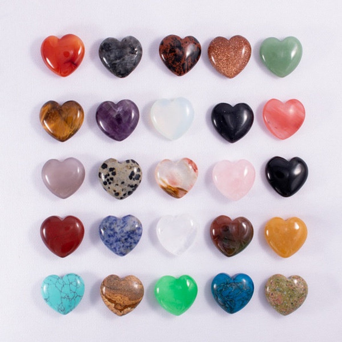 50/30/10pcs 20mm Natural Gem Stone Love Heart Pendant Crystal - Etsy