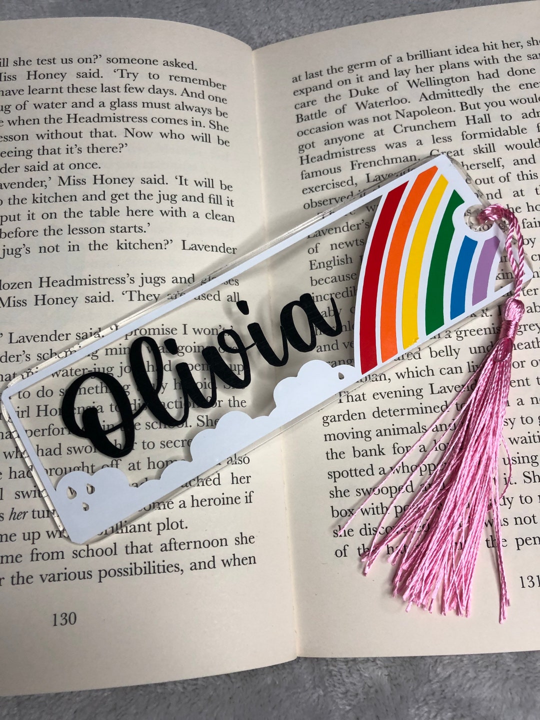 Personalised Rainbow Bookmark // Custom Bookmark, Gift for Book Lovers ...