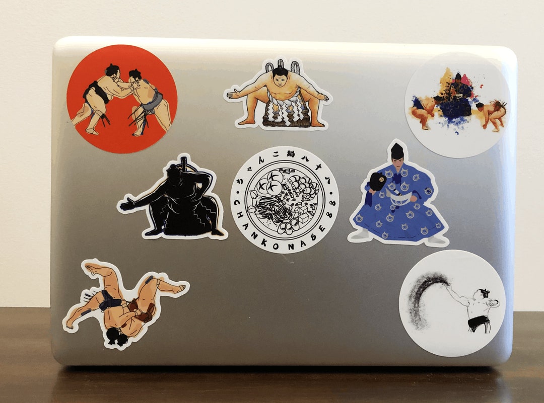 Sumo Wrestling Laptop Stickers pack of 8, Japanese Stickers, Sumo ...