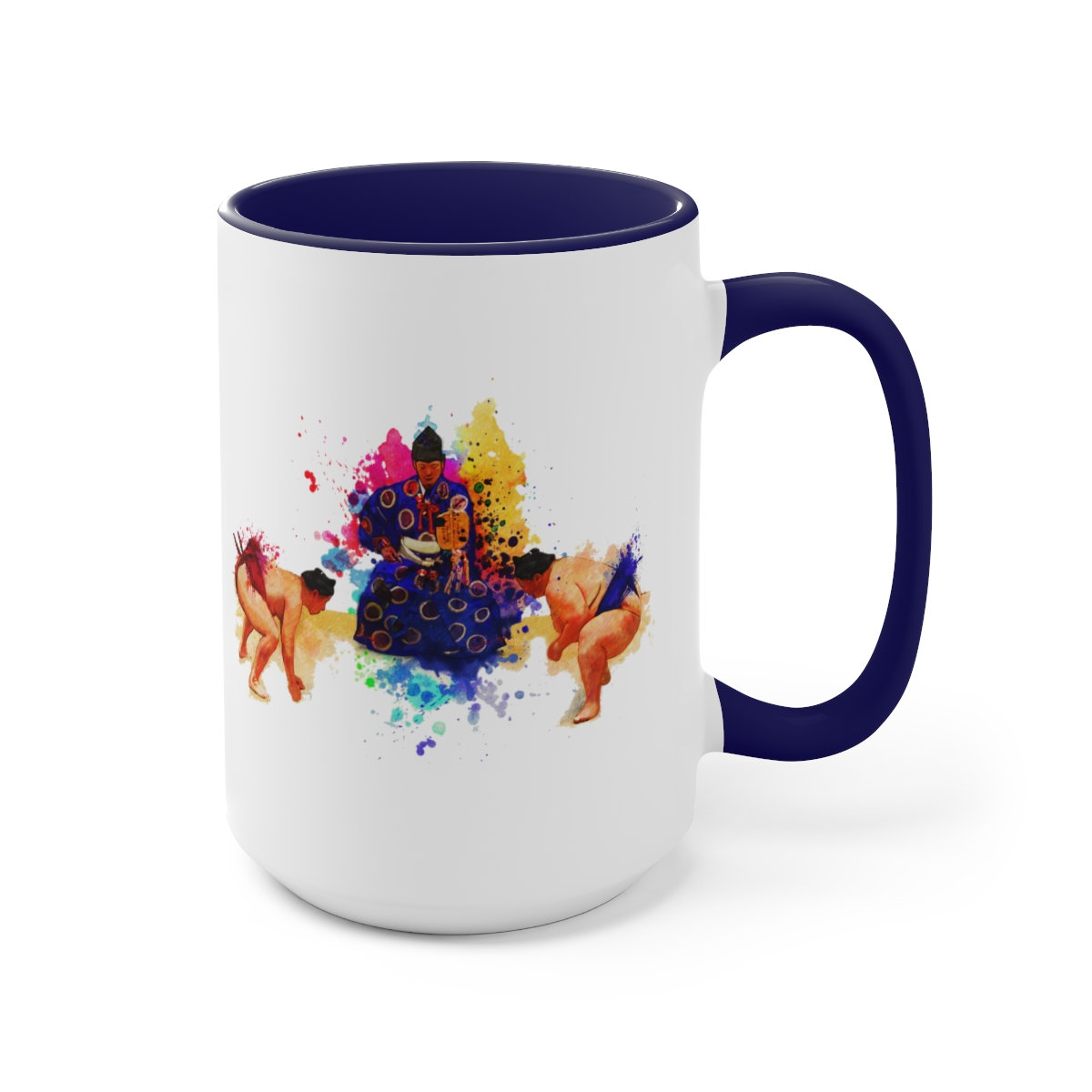 NEW Sumo Shikiri Wrestling Mug Colorful Two-tone 15oz, Watercolor Sumo ...