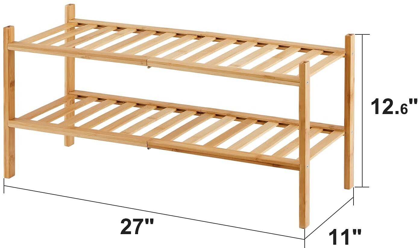 2-tier Bamboo Shoe Rack Natural Bamboo Shoes Organizer 2 - Etsy