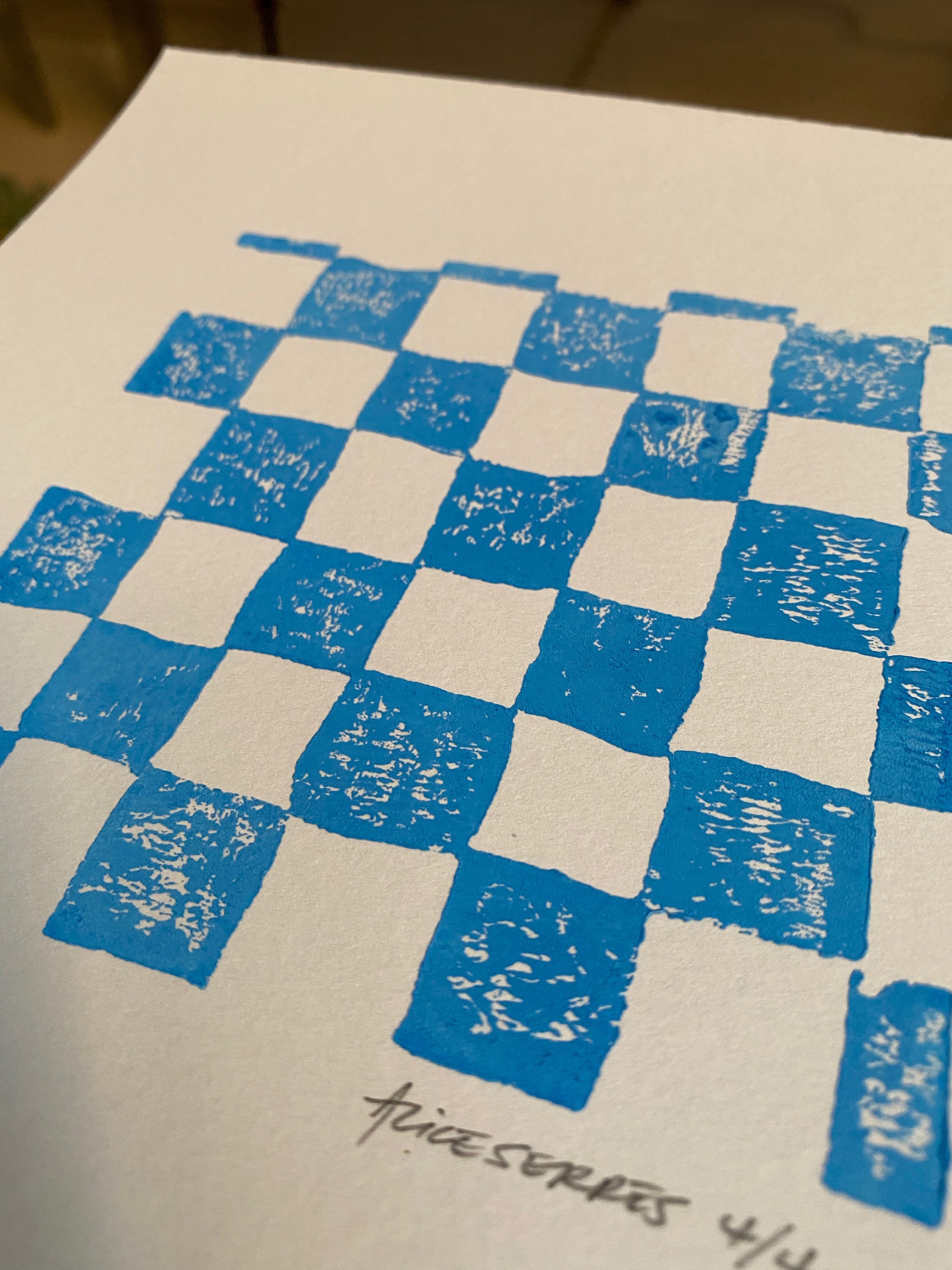 Checkerboard Print Soft Blue | Etsy