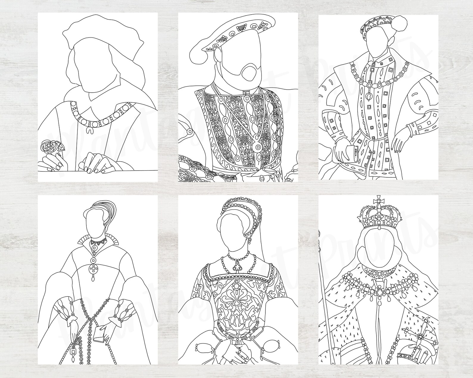 Tudor Monarch Colouring Page Set British History King | Etsy