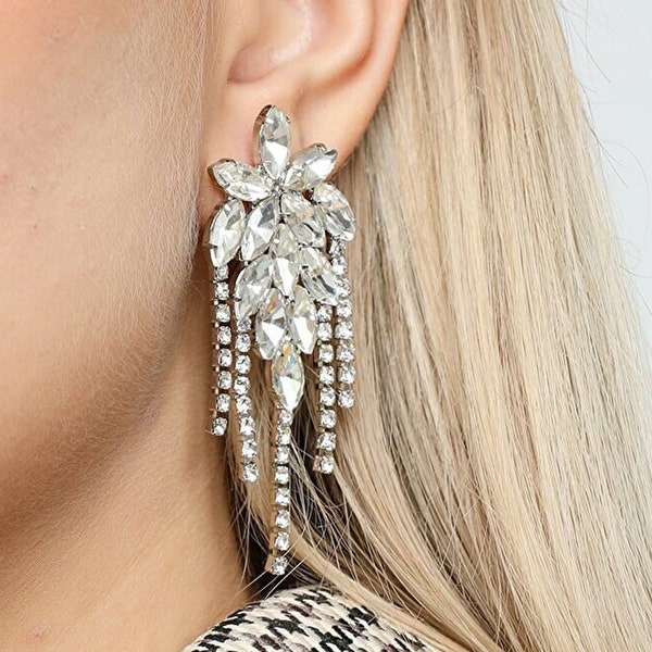 Crystal Chain Earrings - Etsy