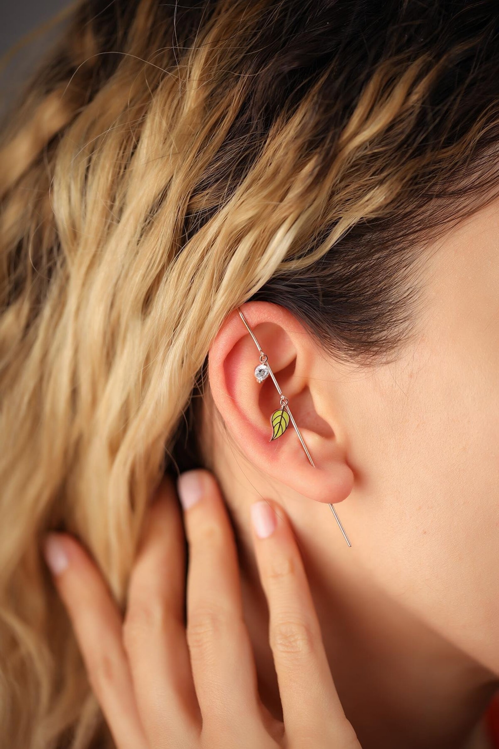 Minimalist Leaf Ear Pinear Pin Earringpin Hook Ear | Etsy