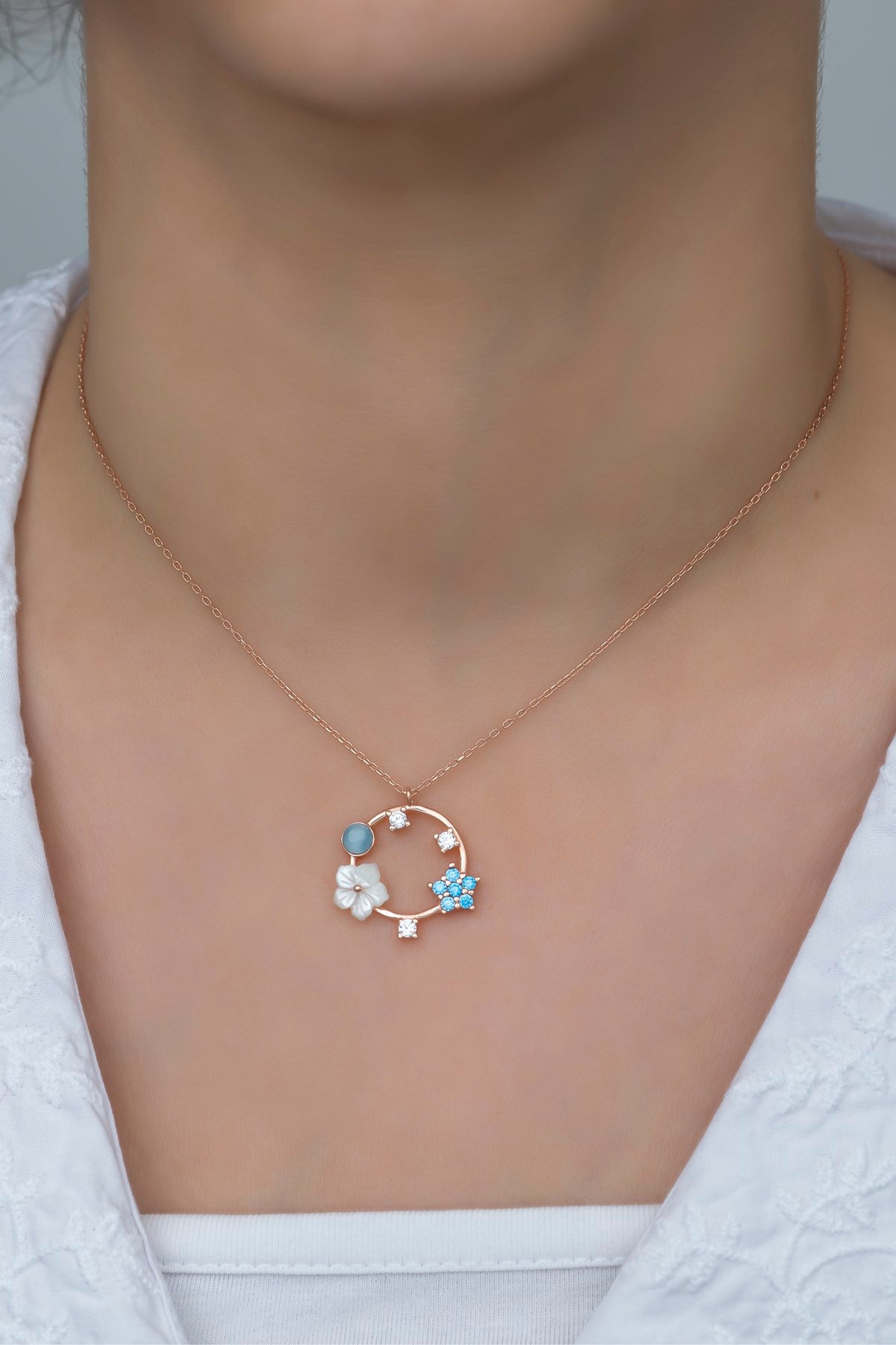 925 Sterling Silver Flower Necklace and Earring Setflower | Etsy