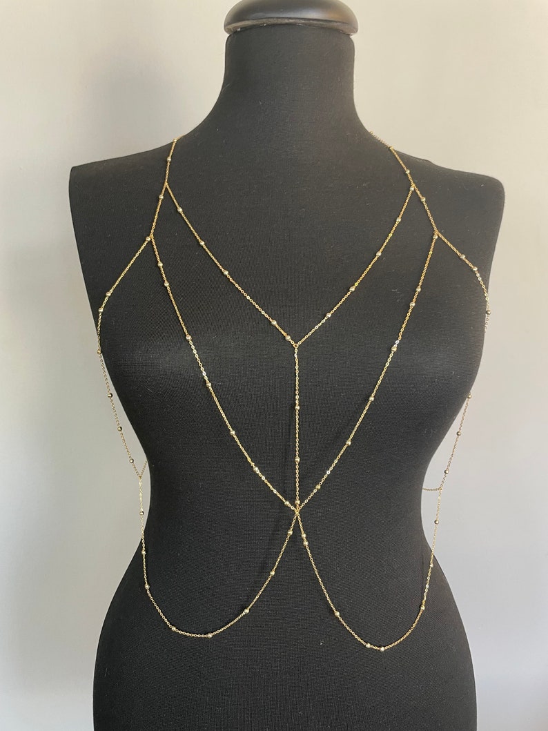 Gold Body Chainbody Necklacegold Chain Bralettegold | Etsy