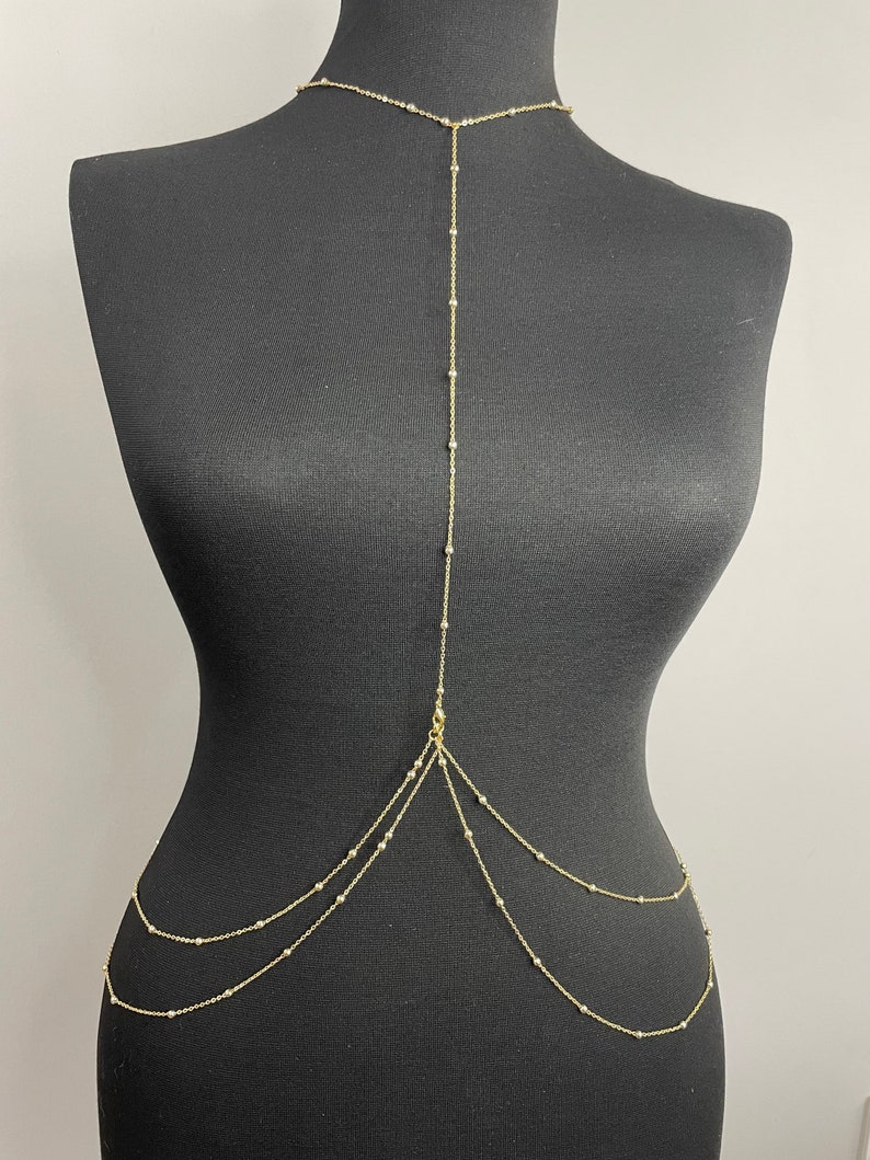 Body Jewelry With Pearl Body Chainlayered Body Chain - Etsy