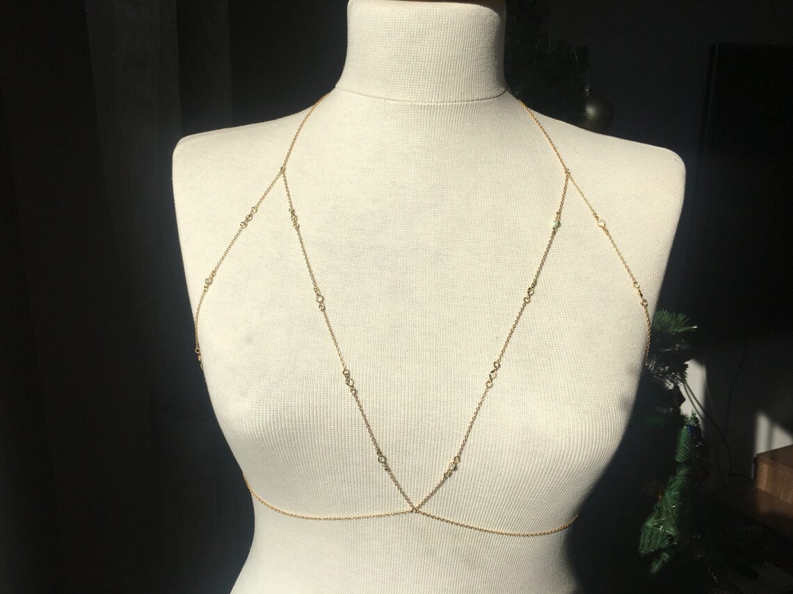 Body Jewelry with Pearl Body ChainLayered Body Chain | Etsy