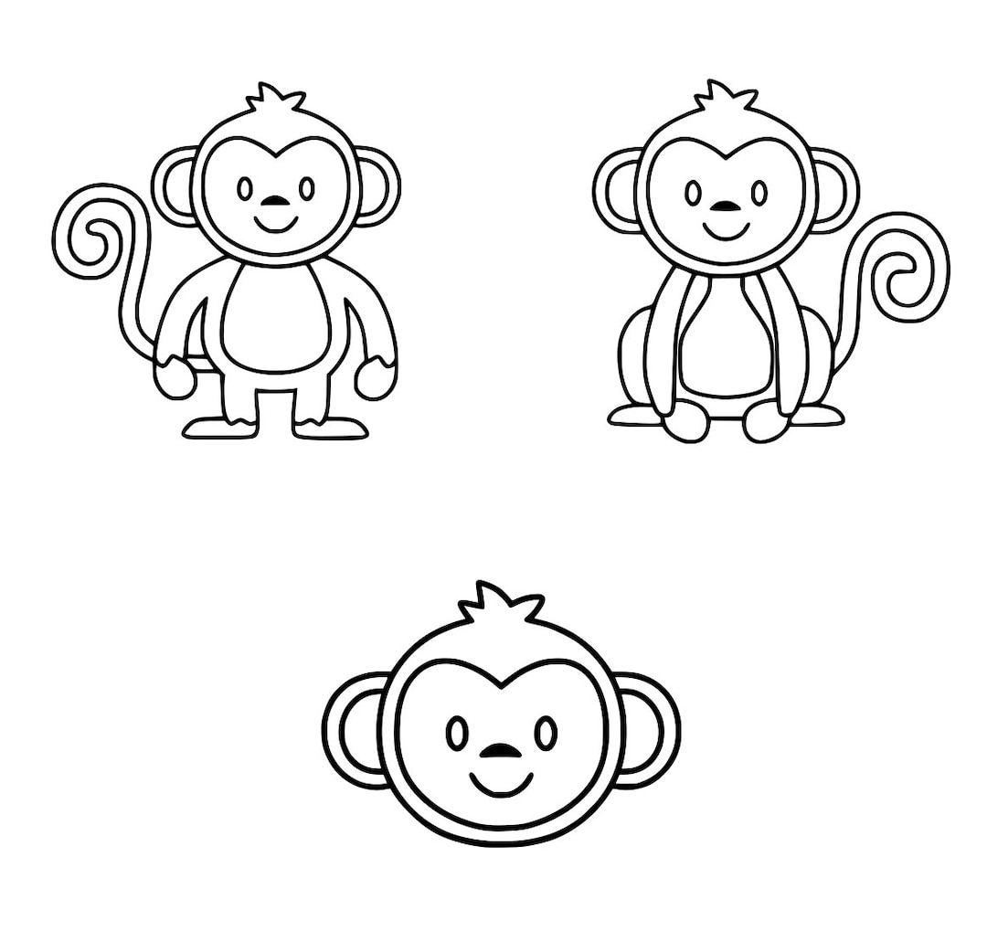 3 Monkeys SVG File | Cricut | Cut File | PNG - Etsy