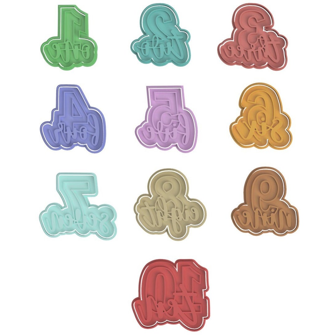 Numbers 1 to 10 Both Regular and Embossed Cookie Cutter Set - Digital ...