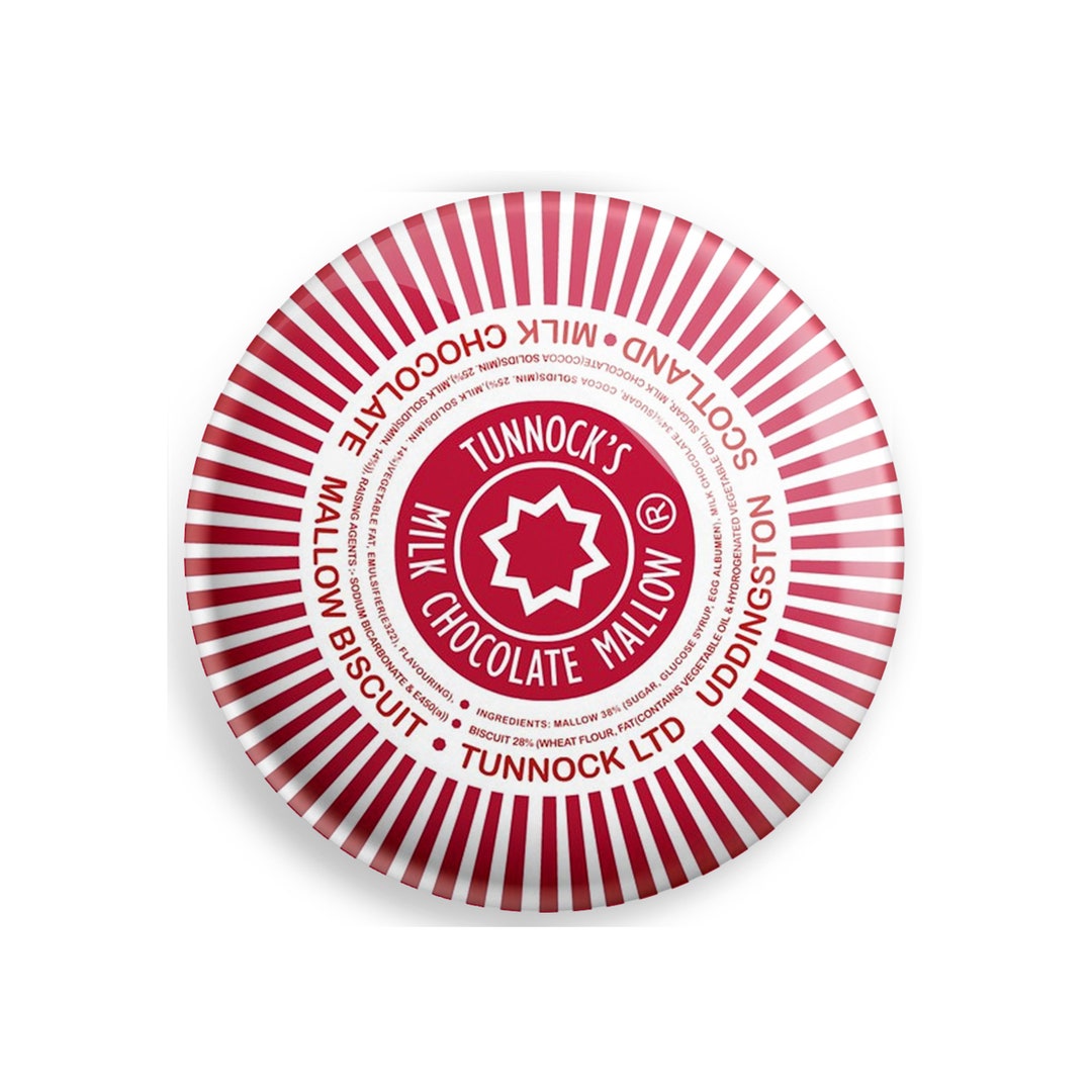Tunnocks Tea Cake Wrapper 1.5 / 37mm Pin Button Badge Scottish Teacakes ...