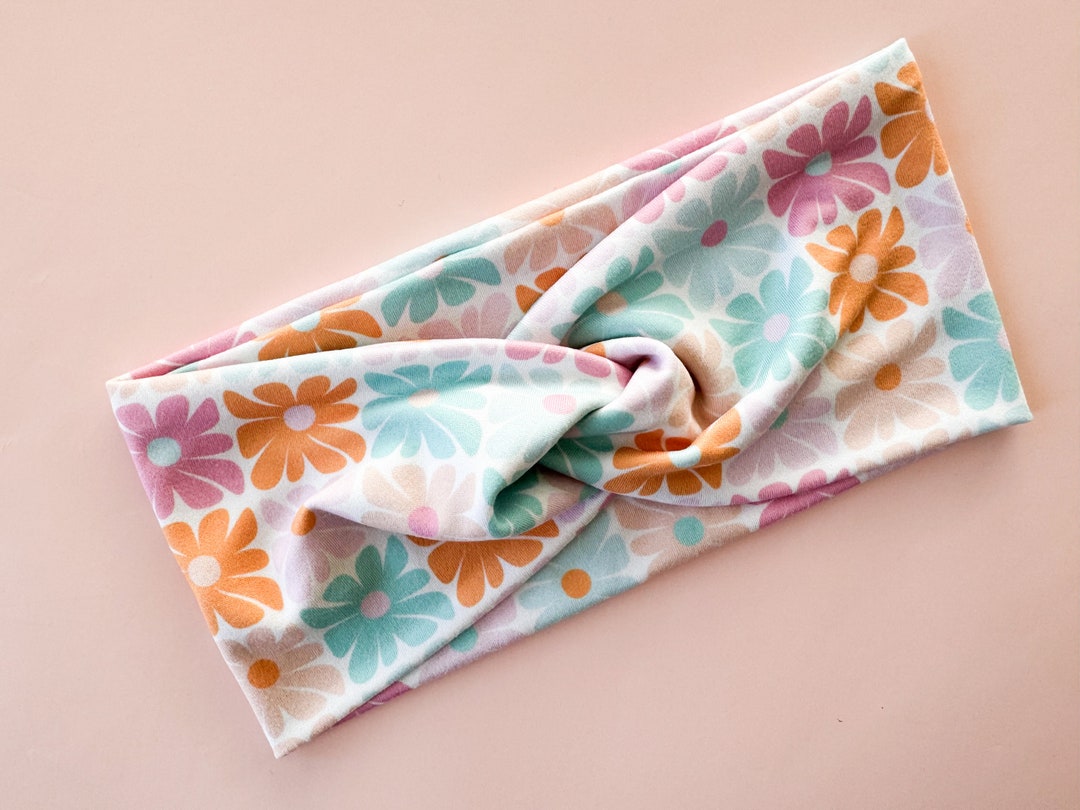 Summer Flower Power Simple Twist Top Soft Fabric Headband, Nurse ...