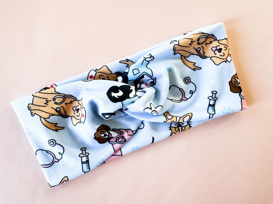Light Blue Vet Med Simple Twist Soft Fabric Headband, Nurse Headband ...