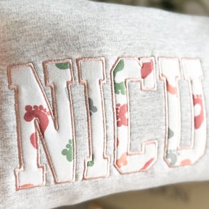 NICU, Nicu Baby Feet Fabric Appliqué Embroidered Sweatshirt, Nicu Nurse ...
