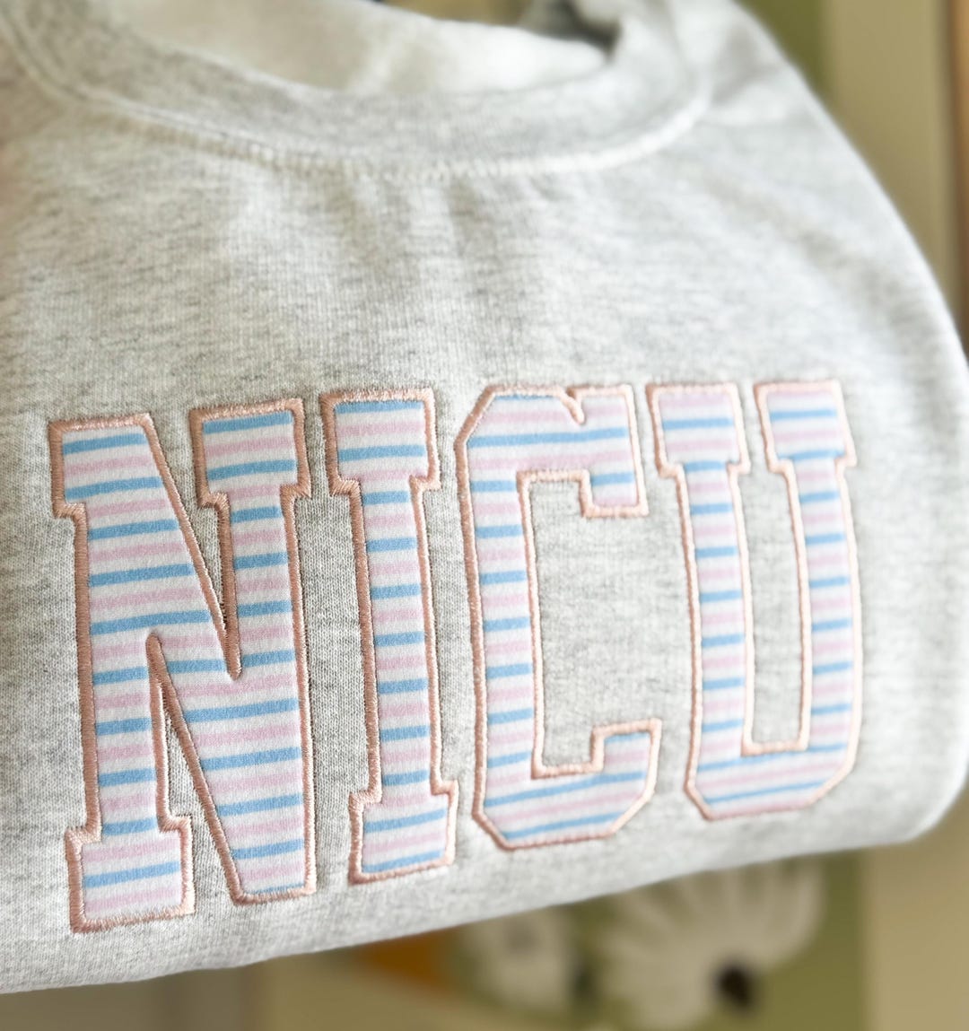 NICU Baby Feet Fabric Appliqué Embroidered Sweatshirt, Nicu Nurse ...