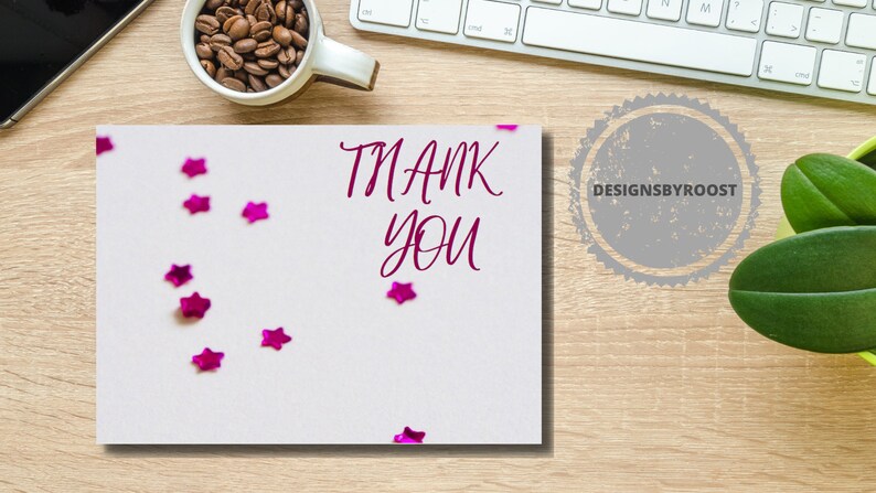 Printable Pink Simple Thank You Card - Etsy