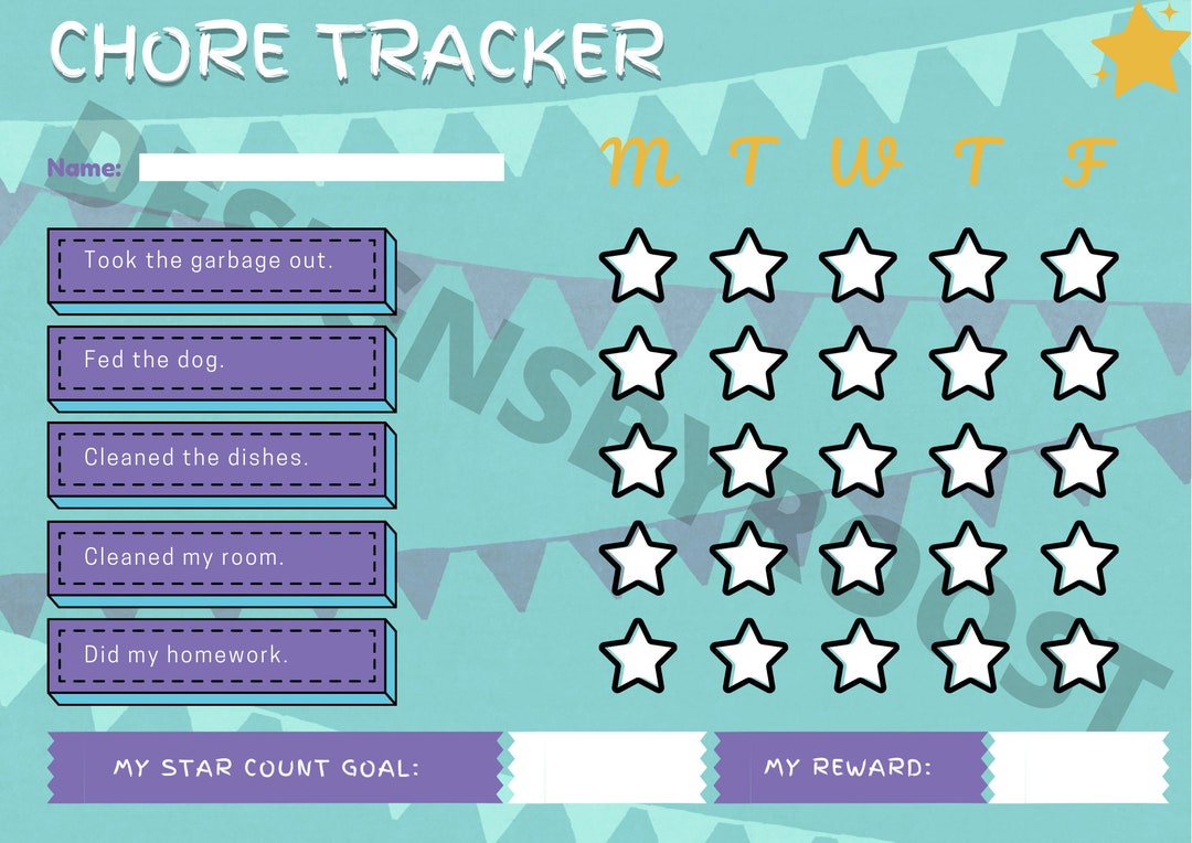 Chore Tracking Chart - Keep Track of Your Child's Chores and Rewards ...